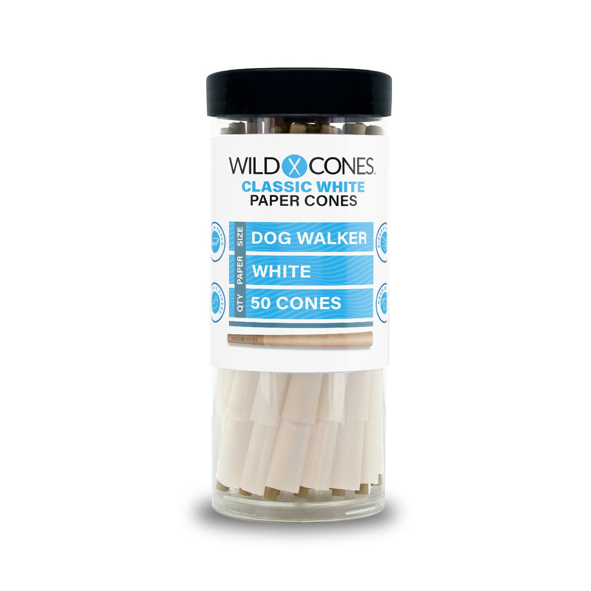 Wild Hemp® Rolling Paper Cone Jars For Sale - 50 Count Paper Cones